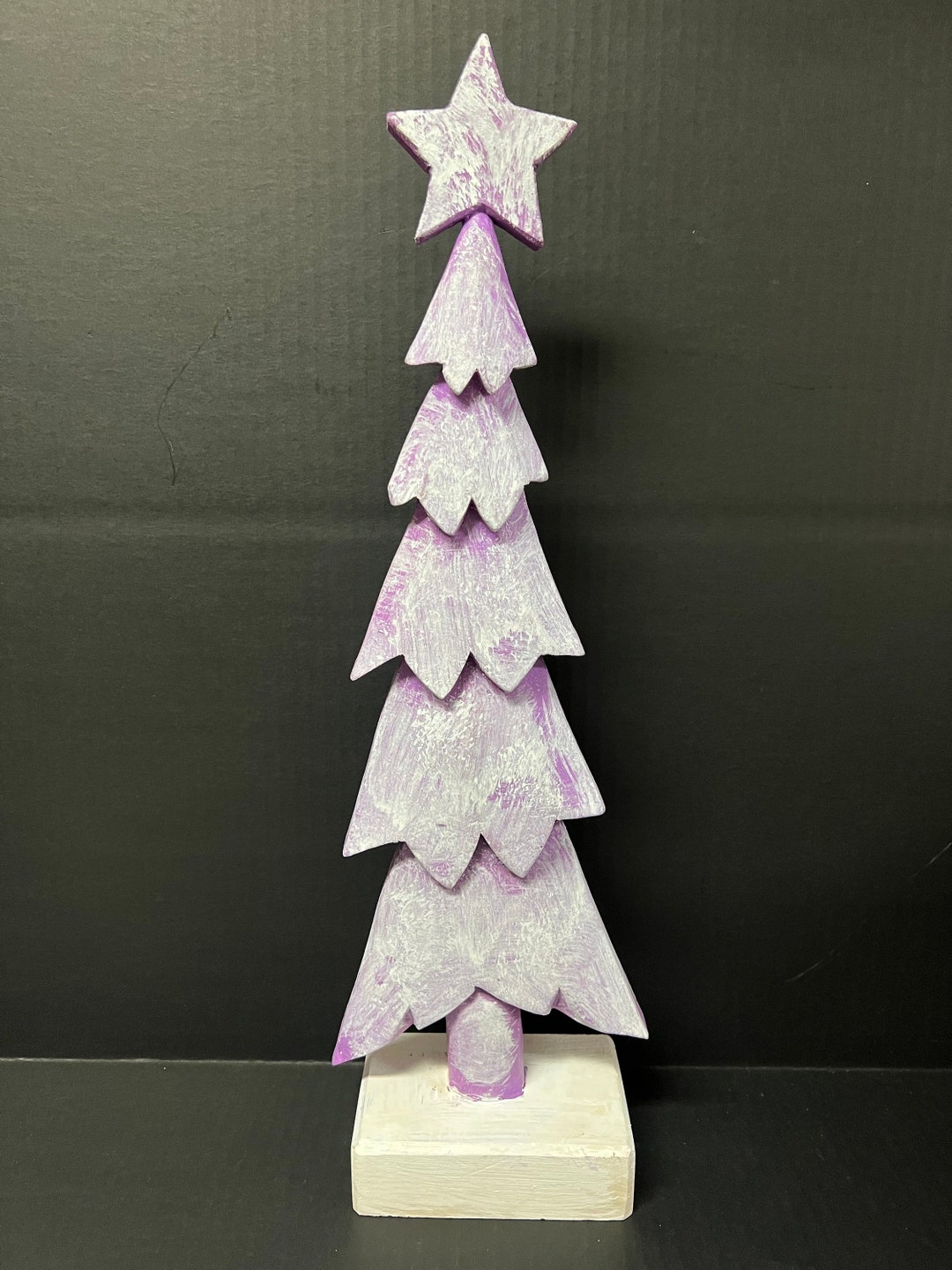 Carved Solid Wood Painted Christmas Tree Home Decor - Etsy
