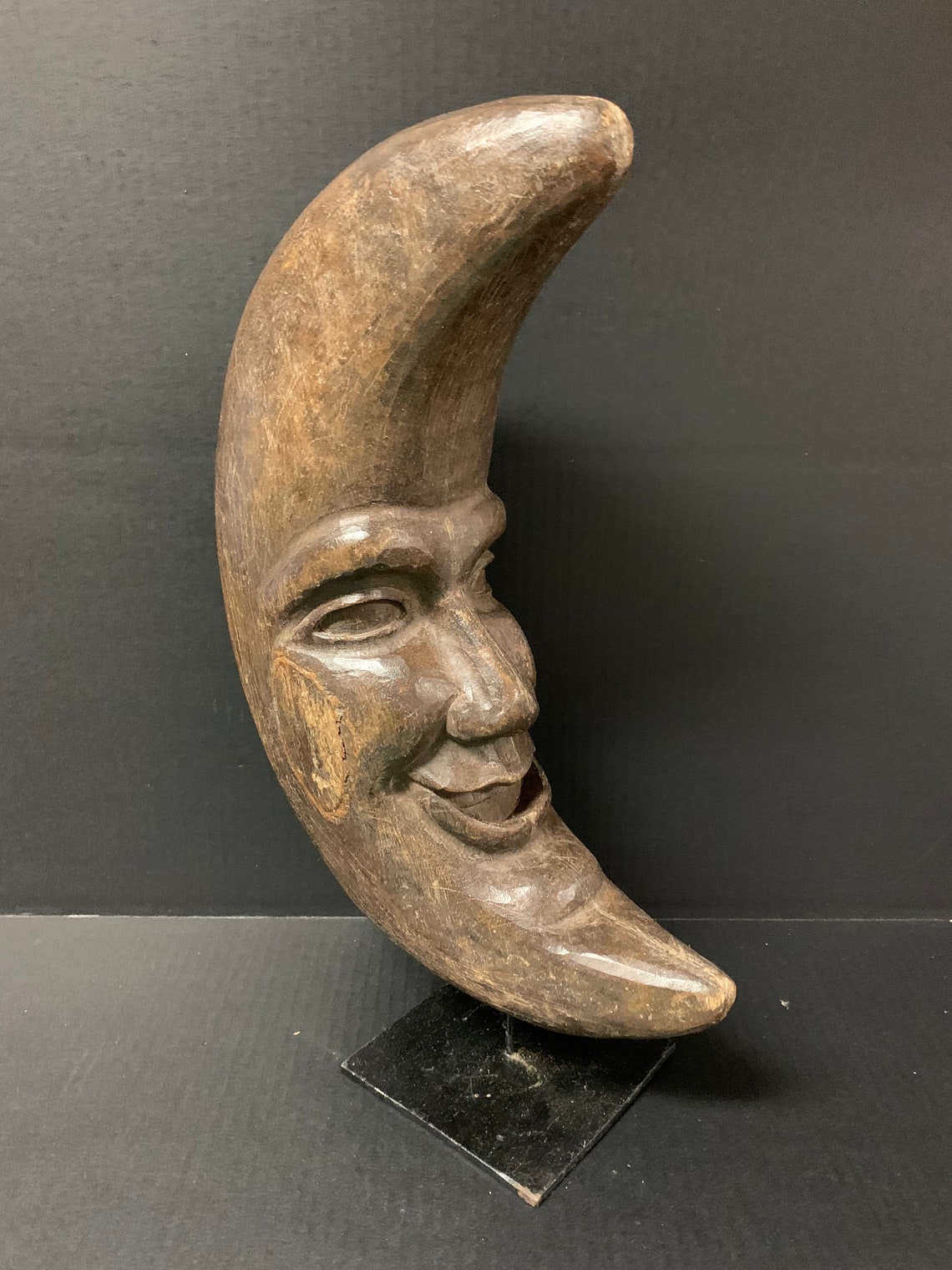 Carved Solid Wood Paper Mache Mold of Man in Crescent Moon - Etsy