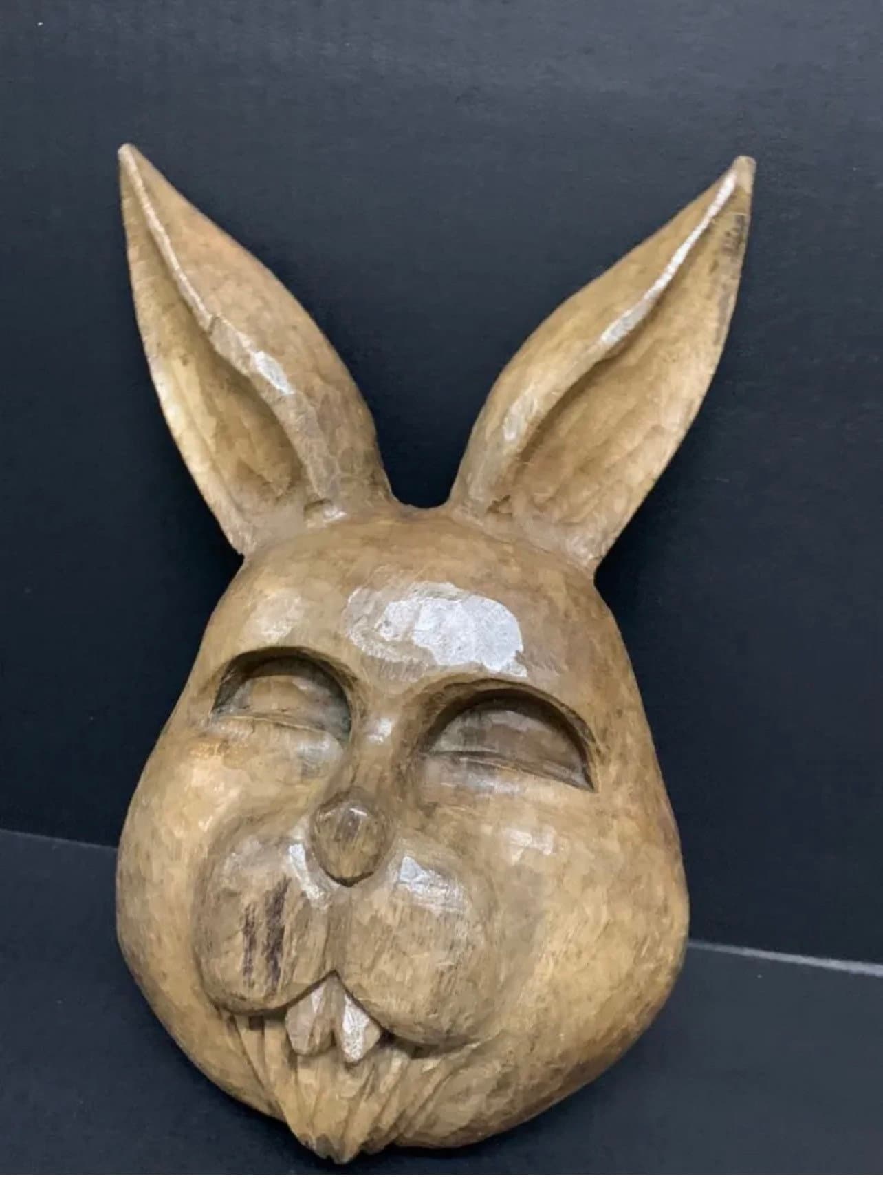 Carved Solid Wood Paper Mache Mold of Rabbit Face #B64 - Etsy