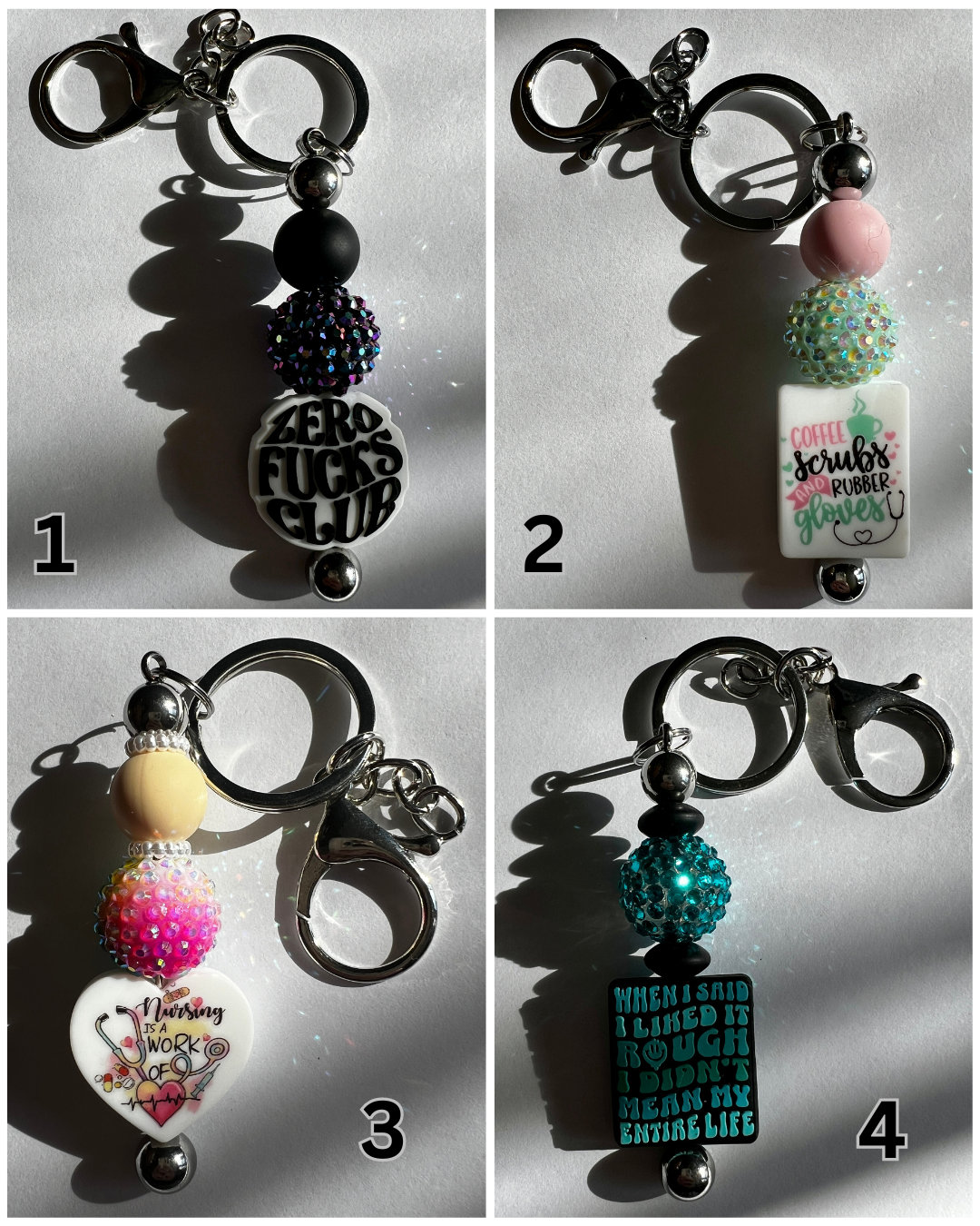 Silver Custom Beaded Keychains - Etsy