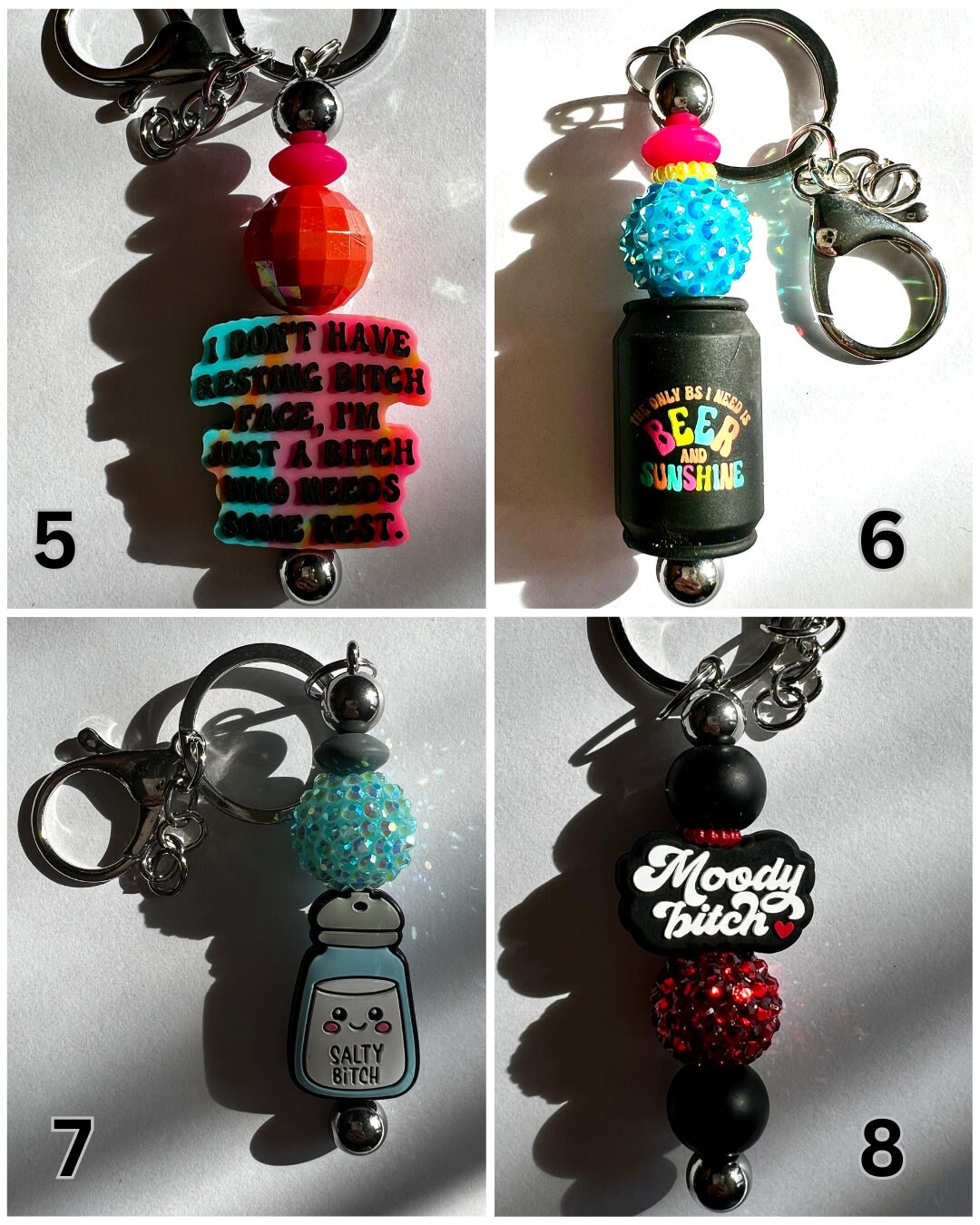 Silver Custom Beaded Keychains - Etsy