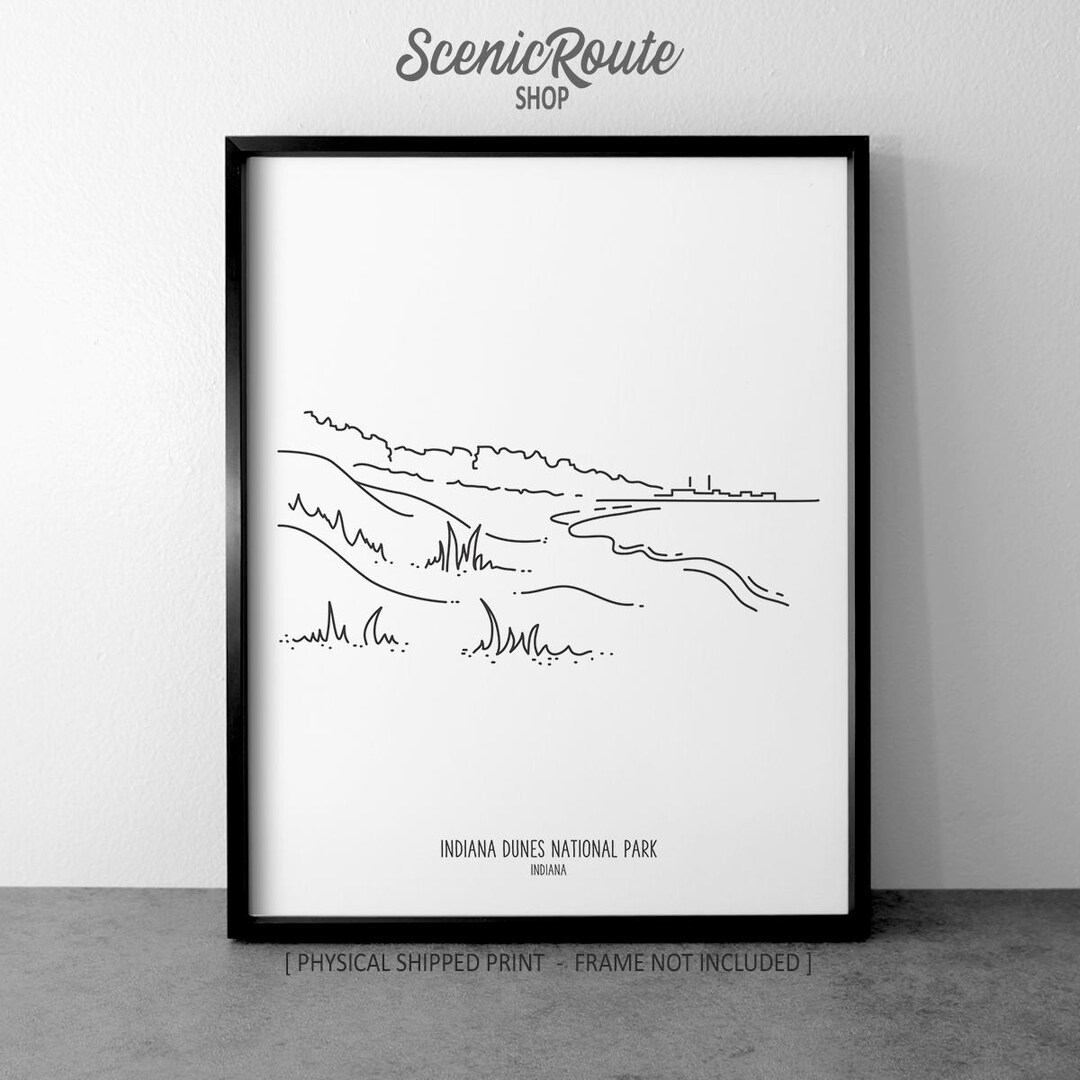 Indiana Dunes National Park Drawing Art Print: Minimalist Line Art ...