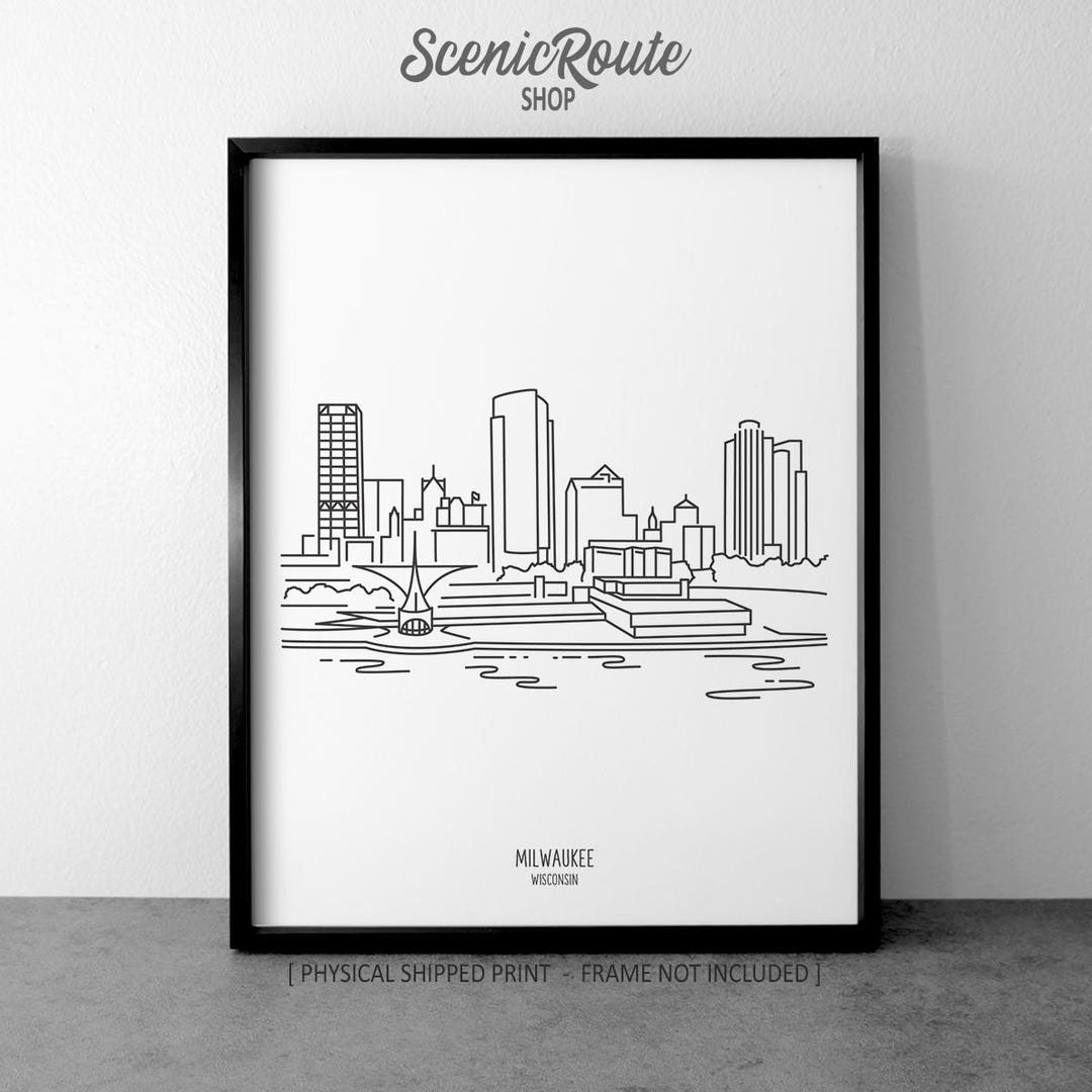 Milwaukee Skyline Drawing Art Print: Wisconsin Minimalist Line Art ...