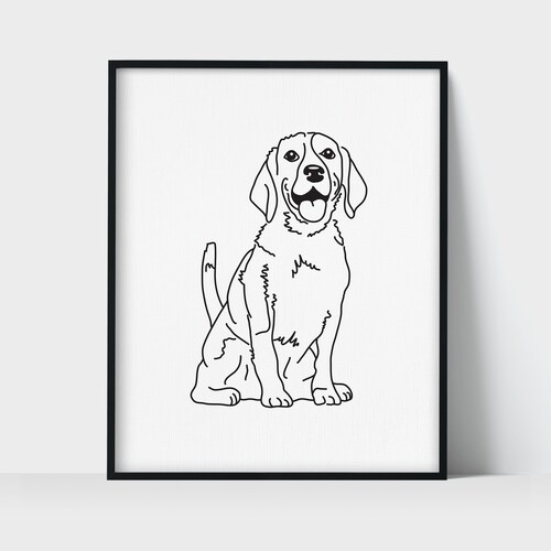Girl With Beagle One Line Drawing Print. Printable Modern Dog - Etsy