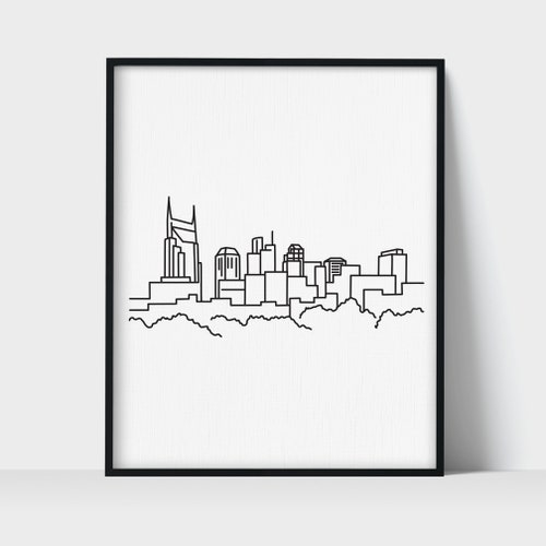 Memphis Tennessee Skyline Wall Art Print Minimalist Black And Etsy