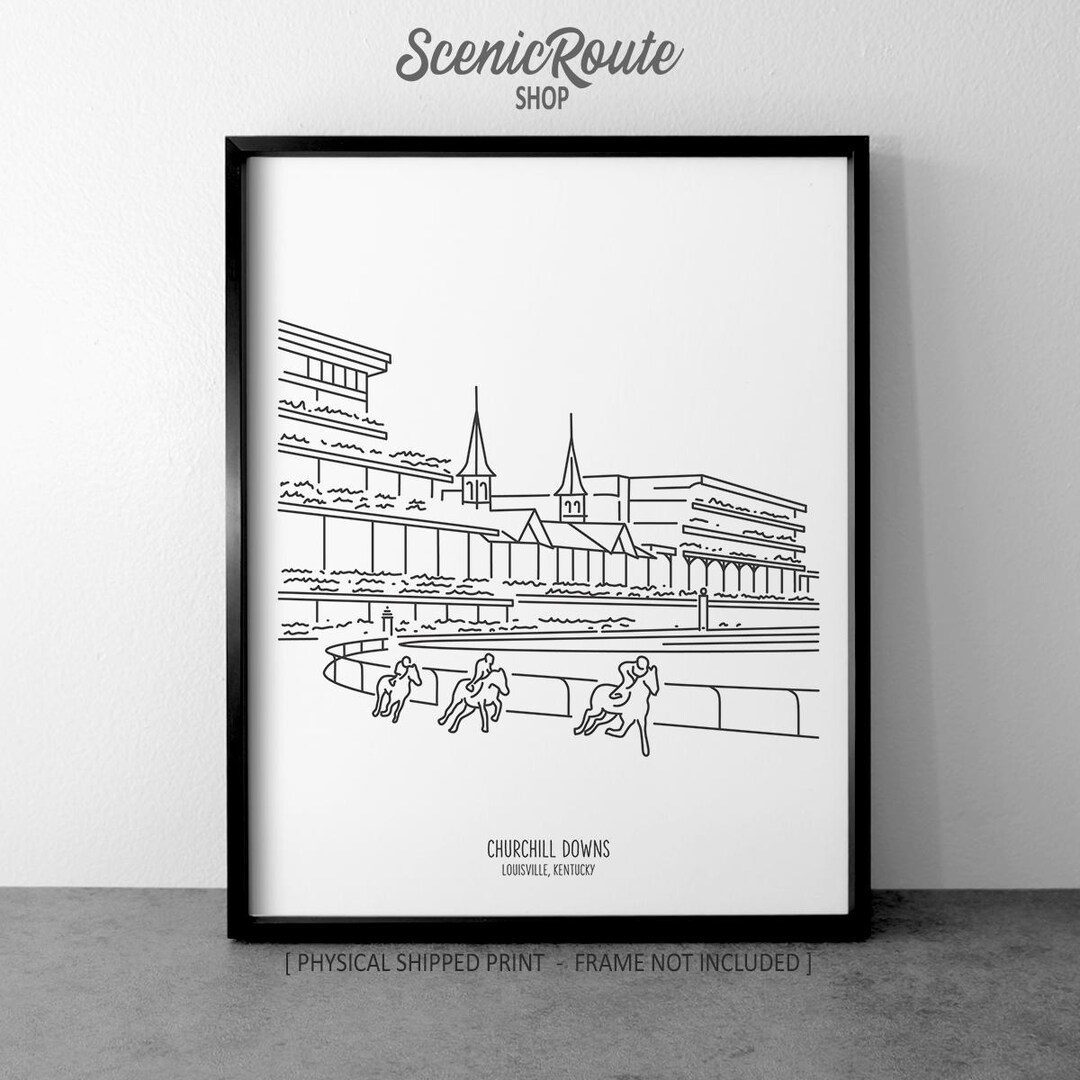 Churchill Downs Drawing Art Print: Kentucky Derby Minimalist Line Art ...