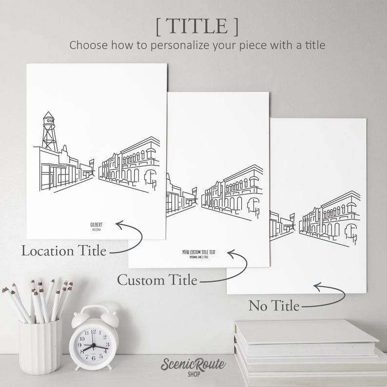 Gilbert Skyline Drawing Art Print: Arizona Minimalist Line Art, Modern ...