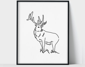 Elk Line Drawing | Etsy