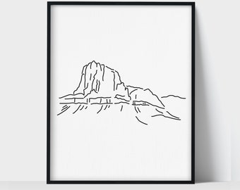 Glacier National Park Line Art Drawing Unframed Print | Etsy