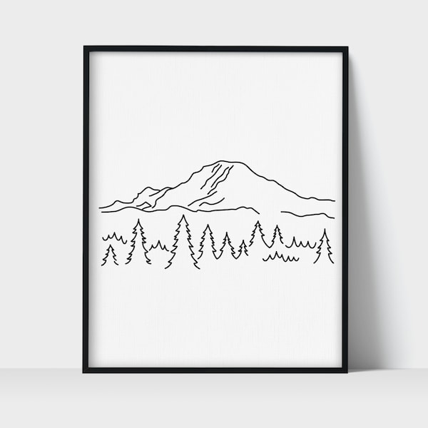 Mount Rainier Line Art - Etsy
