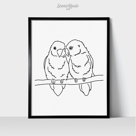 Line Drawings Of Love Birds