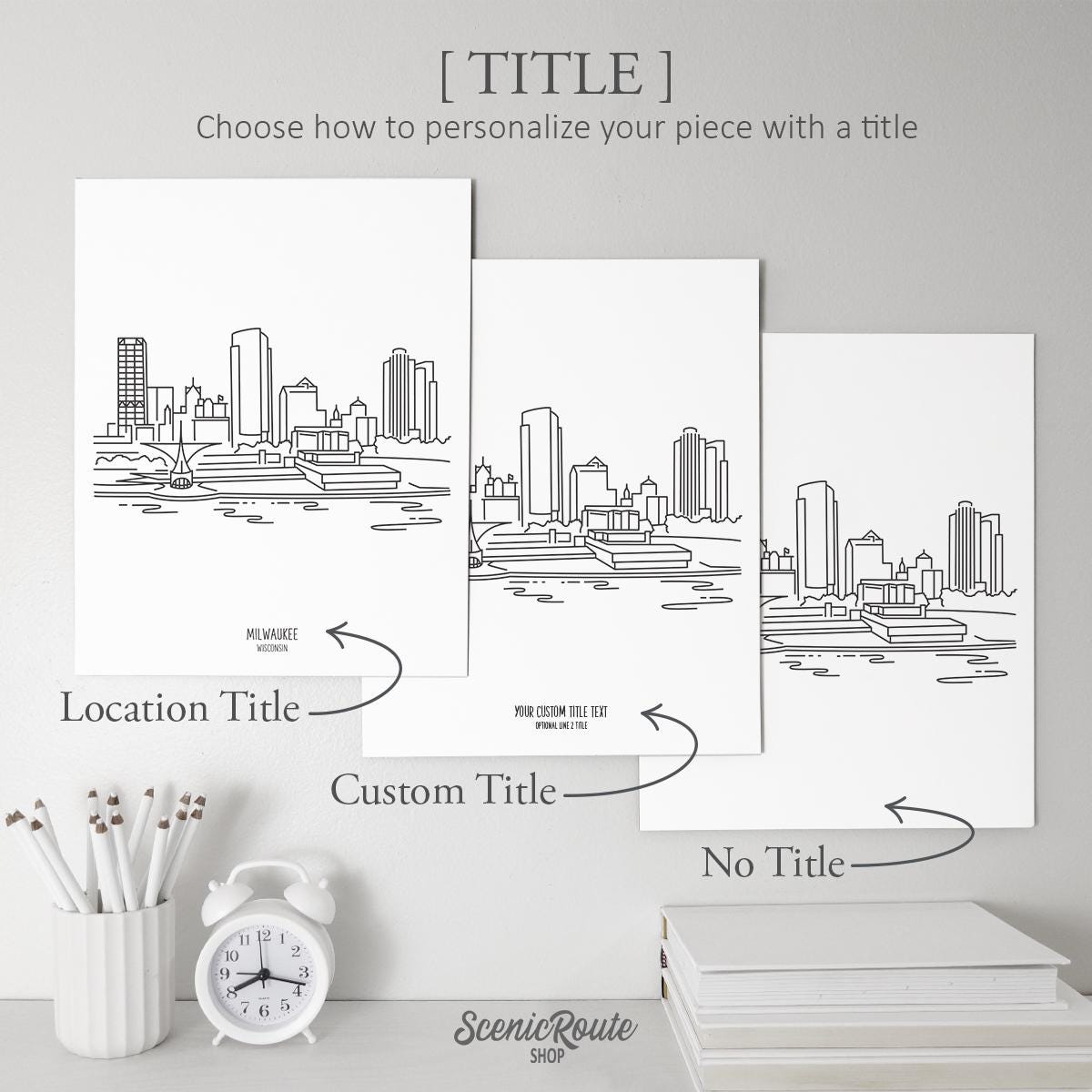 Milwaukee Skyline Drawing Art Print: Wisconsin Minimalist Line Art ...