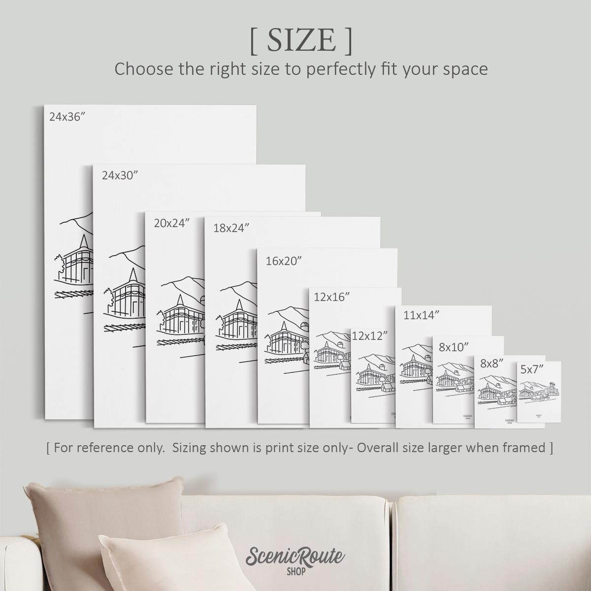 Flagstaff Skyline Drawing Art Print: Arizona Minimalist Line Art ...
