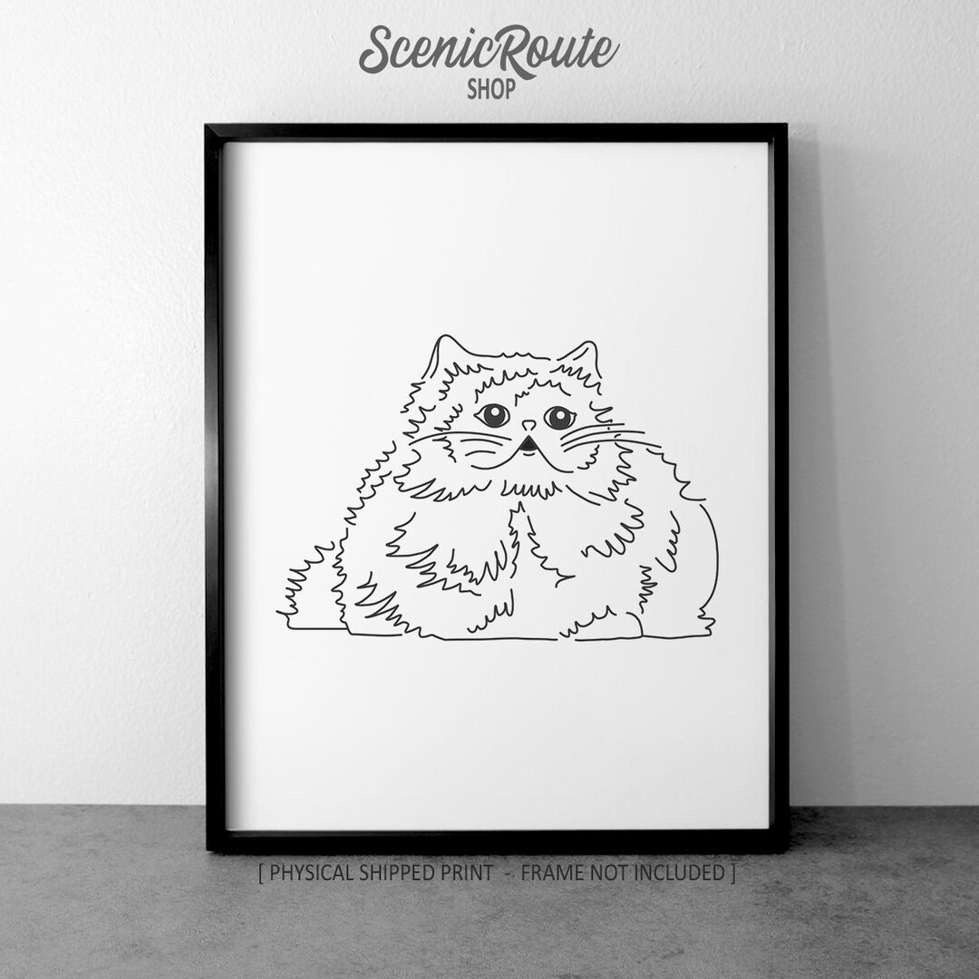 Himalayan Cat Drawing Art Print: Himmie Pet Portrait Minimalist Line ...