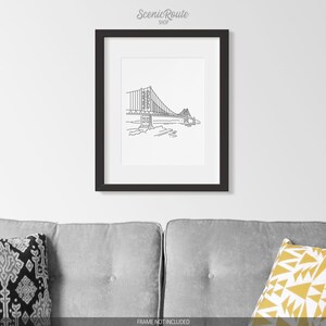 Philadelphia Benjamin Franklin Bridge Drawing Art Print: Minimalist ...