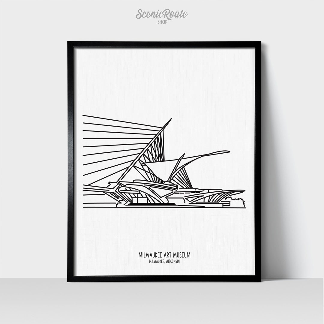 Milwaukee Art Museum Line Art Print - Unframed Physical Print | Black ...