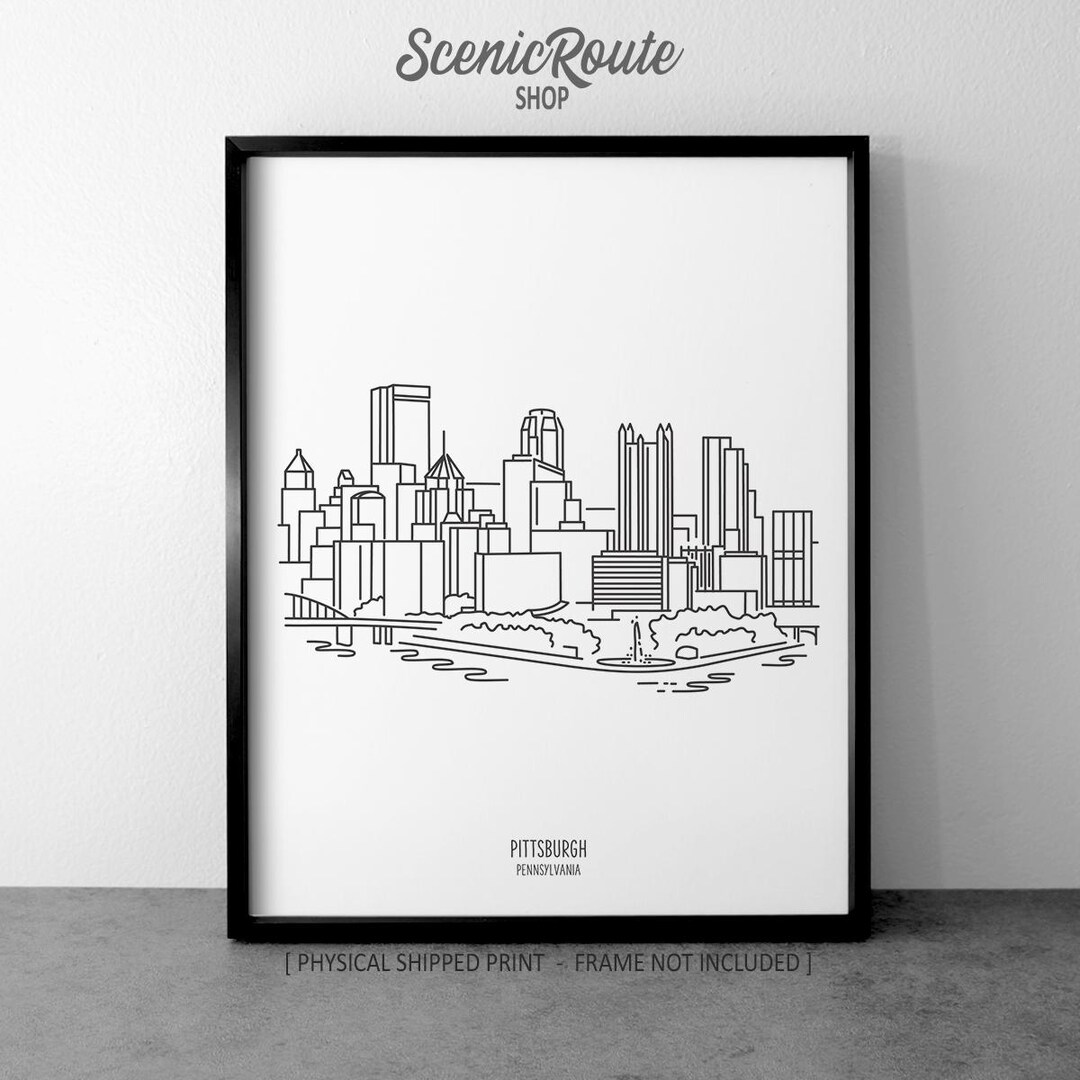 Pittsburgh Skyline Drawing Art Print: Pennsylvania Minimalist Line Art ...