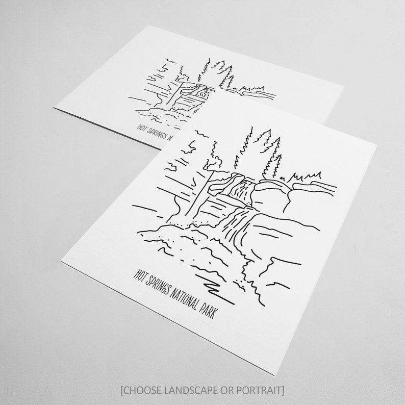 Hot Springs National Park Line Art Drawing Unframed Print | Etsy