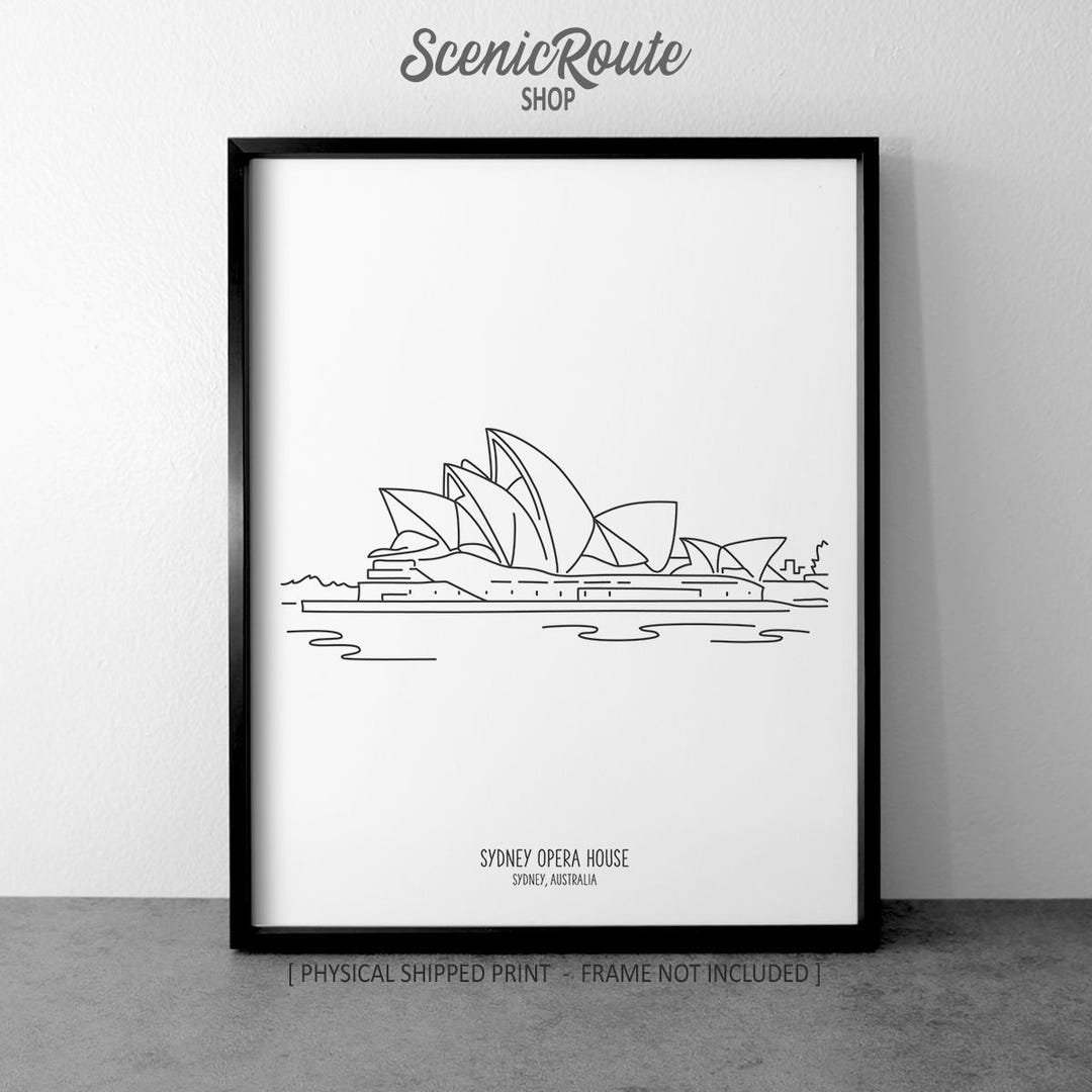 Sydney Opera House Drawing Art Print: Australia Minimalist Line Art ...