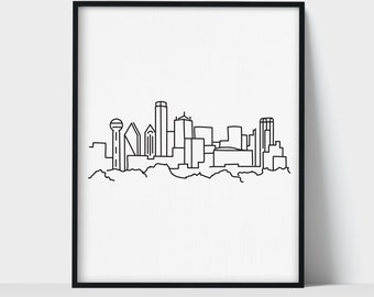 Dallas Skyline Drawing - Etsy