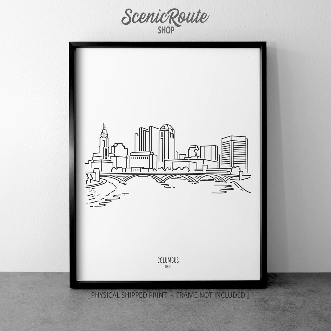 Columbus Skyline Drawing Art Print: Ohio Minimalist Line Art, Modern ...