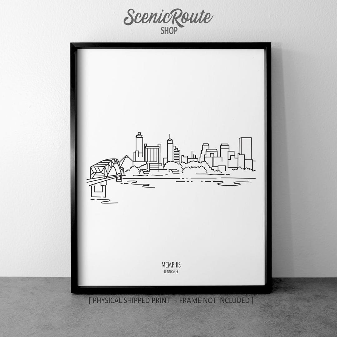 Memphis Skyline Drawing Art Print: Tennessee Minimalist Line Art ...