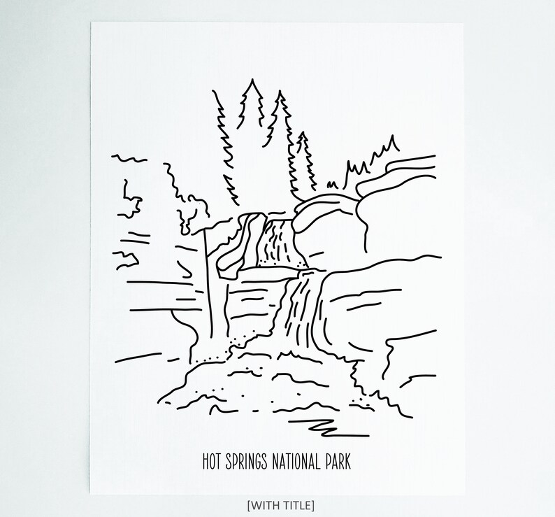 Hot Springs National Park Line Art Minimalist Wall Art | Etsy