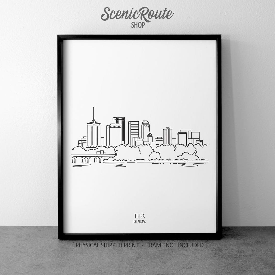 Tulsa Skyline Drawing Art Print: Oklahoma Minimalist Line Art, Modern ...