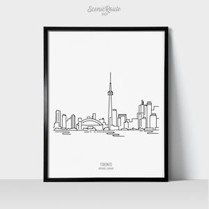Toronto Canada Skyline Line Art Print Unframed Physical Print Black ...