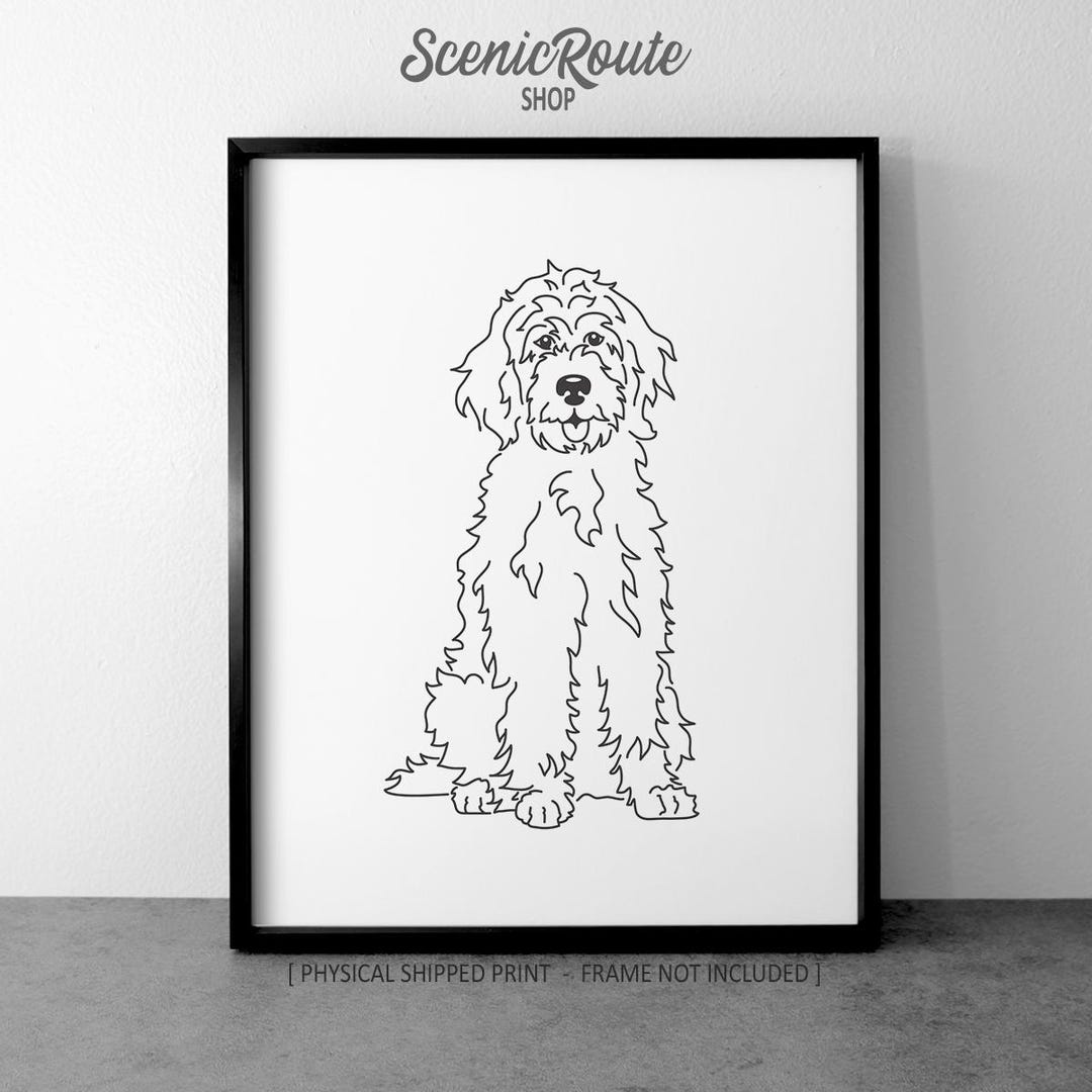 Goldendoodle Drawing Art Print: Dog Pet Portrait Minimalist Line Art ...