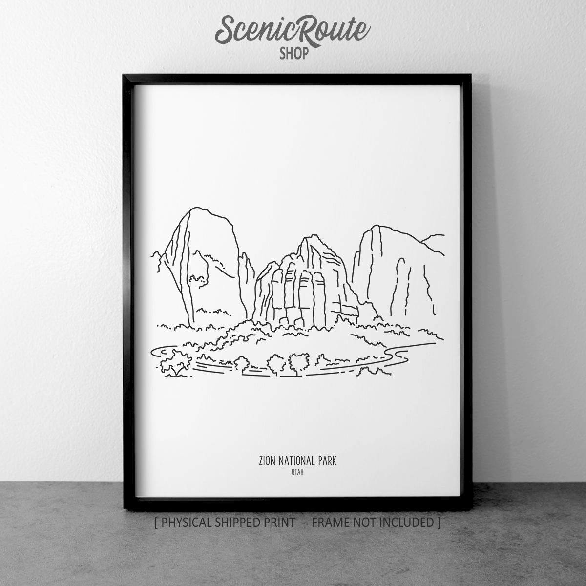 Zion National Park Drawing Art Print: Utah Minimalist Line Art, Modern ...