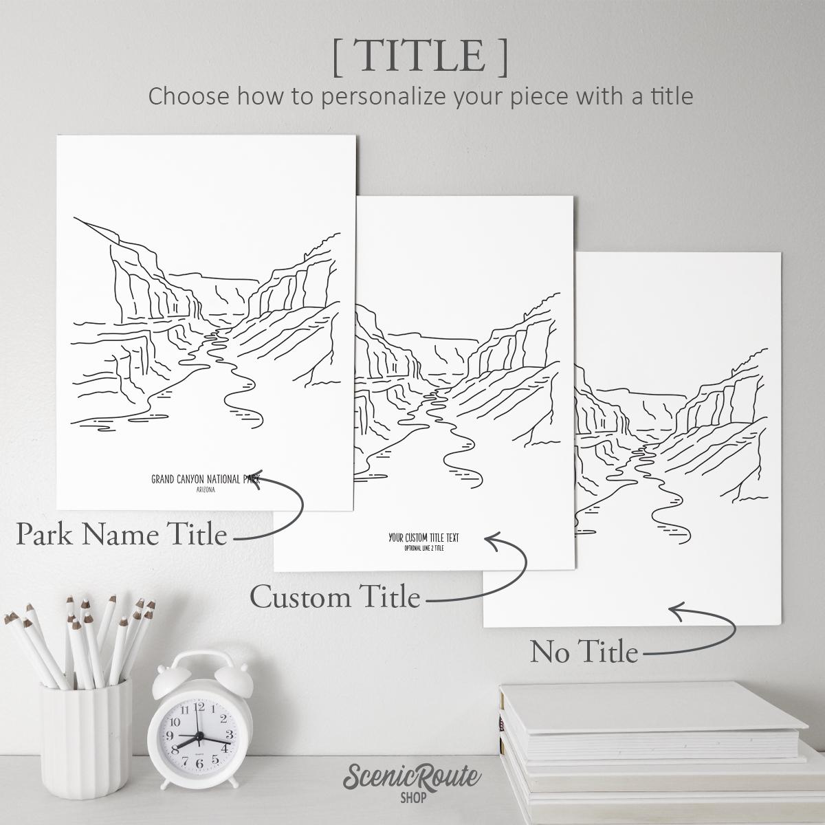Grand Canyon National Park Drawing Art Print: Arizona Minimalist Line ...