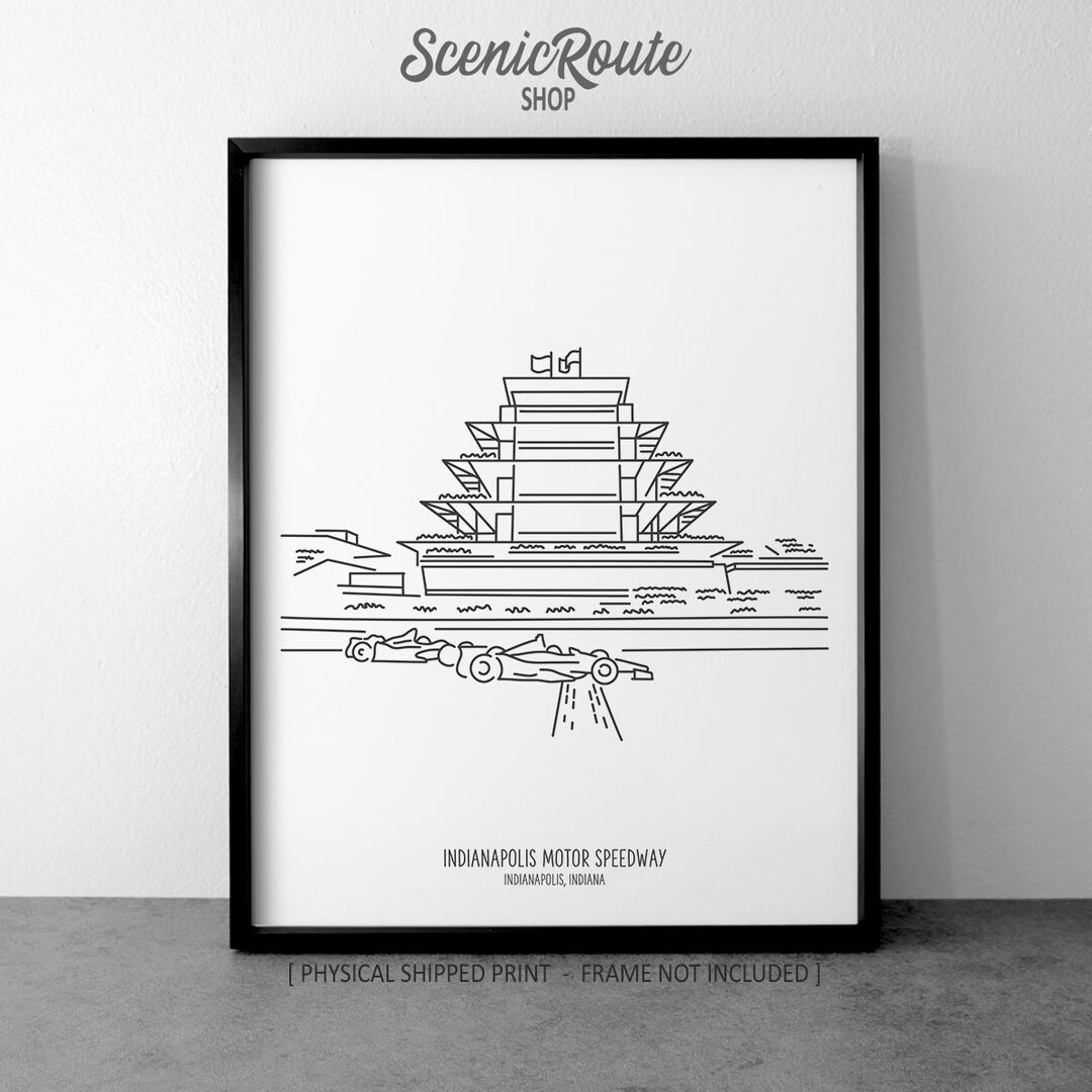 Indianapolis Speedway Pagoda Drawing Art Print: Indy 500 Minimalist ...
