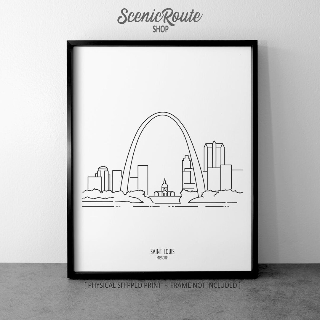 Saint Louis Skyline Drawing Art Print: Missouri Minimalist Line Art ...