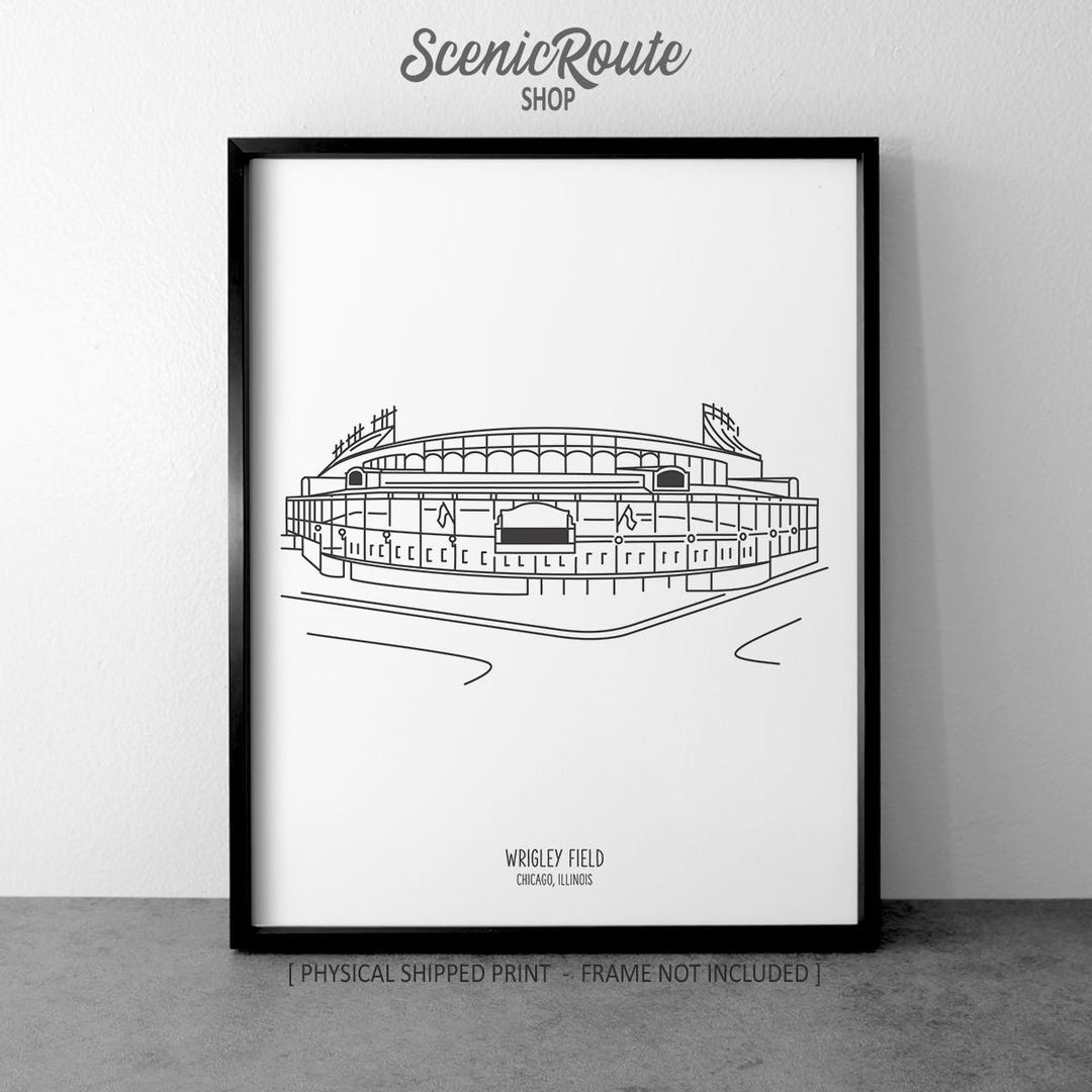 Wrigley Field Drawing Art Print: Chicago Cubs Baseball Minimalist Line ...