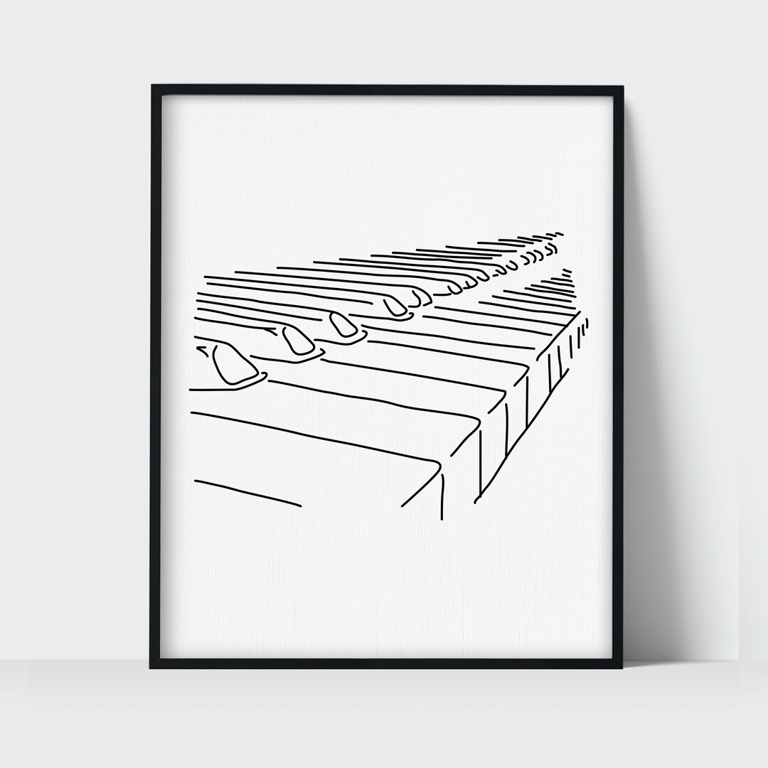 Piano Keys Instrument Music Line Art Drawing Unframed Print - Etsy