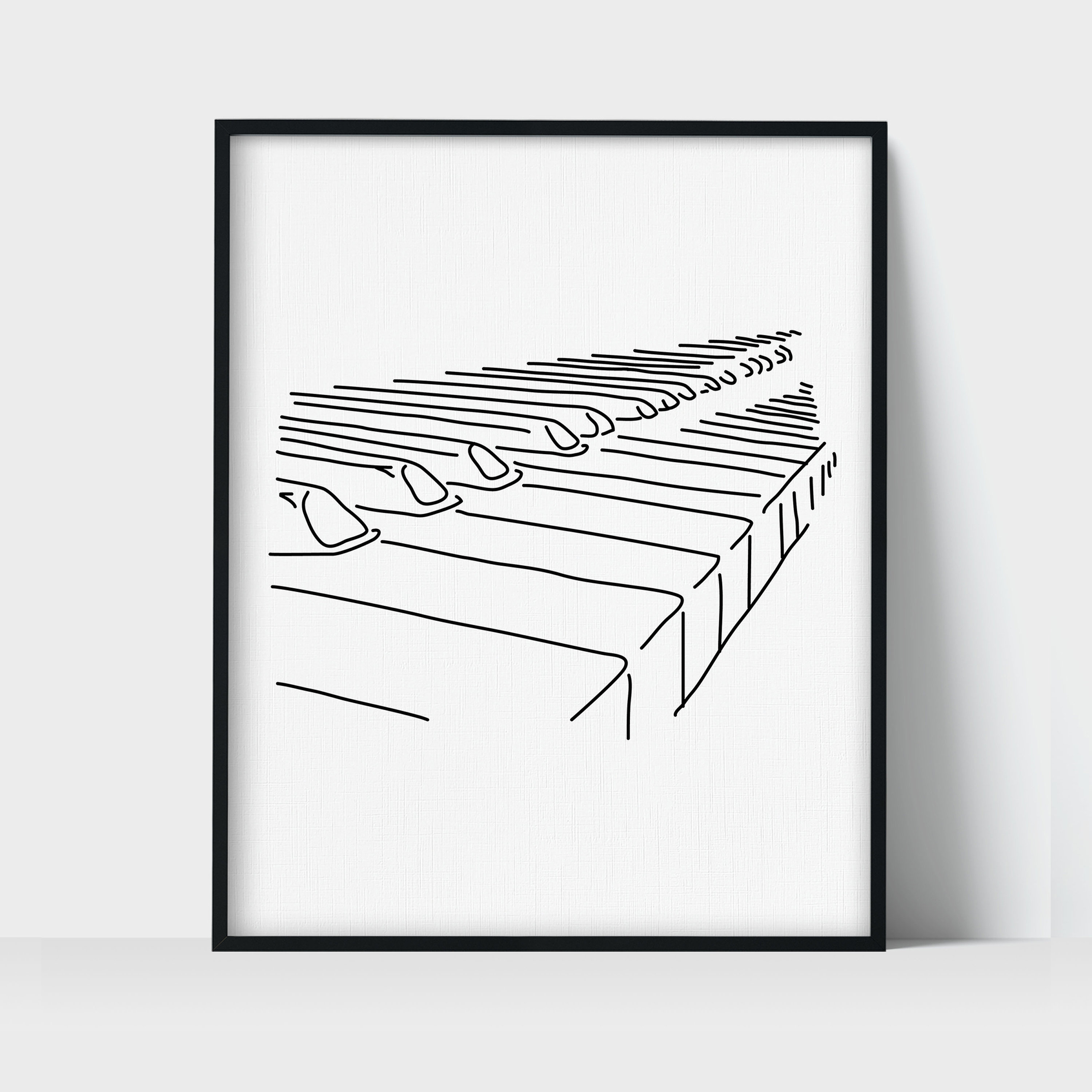 Piano Keys Instrument Music Line Art Drawing Unframed Print | Etsy