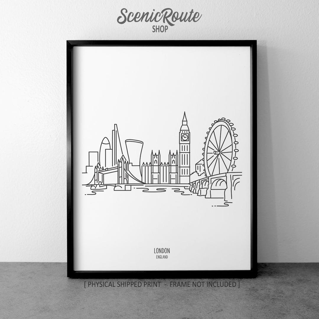 London Skyline Drawing Art Print: England Minimalist Line Art, Modern ...