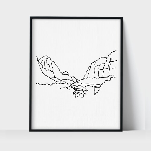 Glacier National Park Line Art Drawing Unframed Print - Etsy
