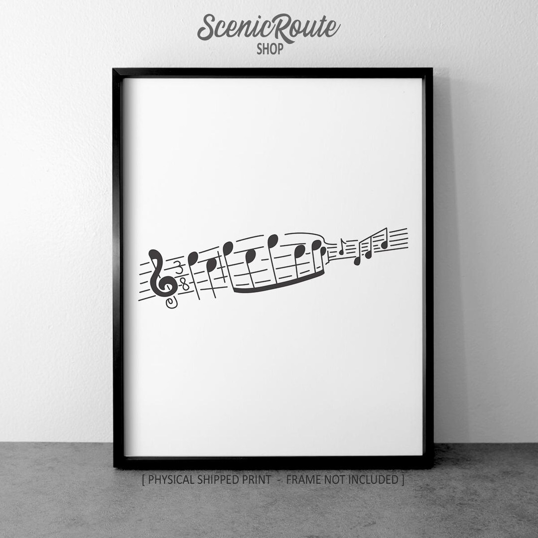 Music Notes Line Art Print: Minimalist Sheet Music Illustration - Etsy