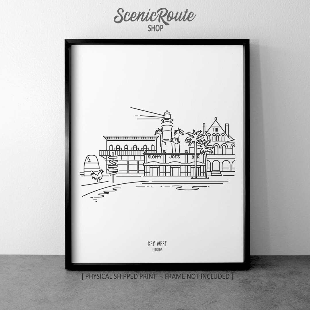 Key West Skyline Drawing Art Print: Florida Minimalist Line Art, Travel ...