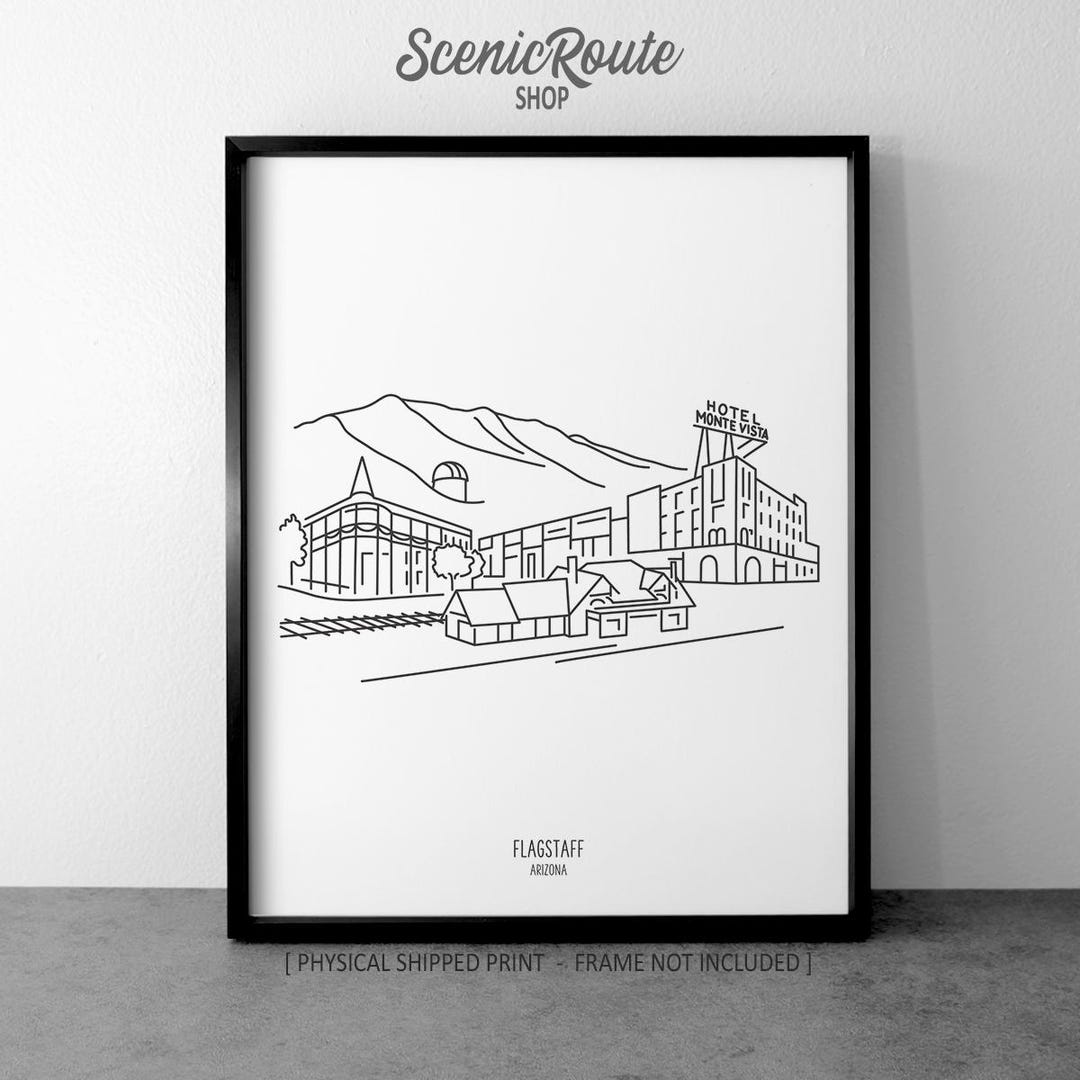 Flagstaff Skyline Drawing Art Print: Arizona Minimalist Line Art ...