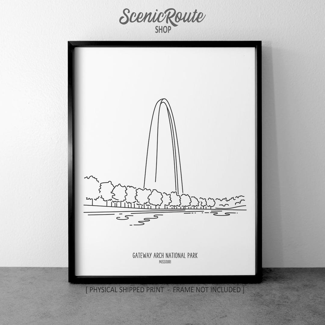 Gateway Arch National Park Drawing Art Print: Missouri Minimalist Line ...