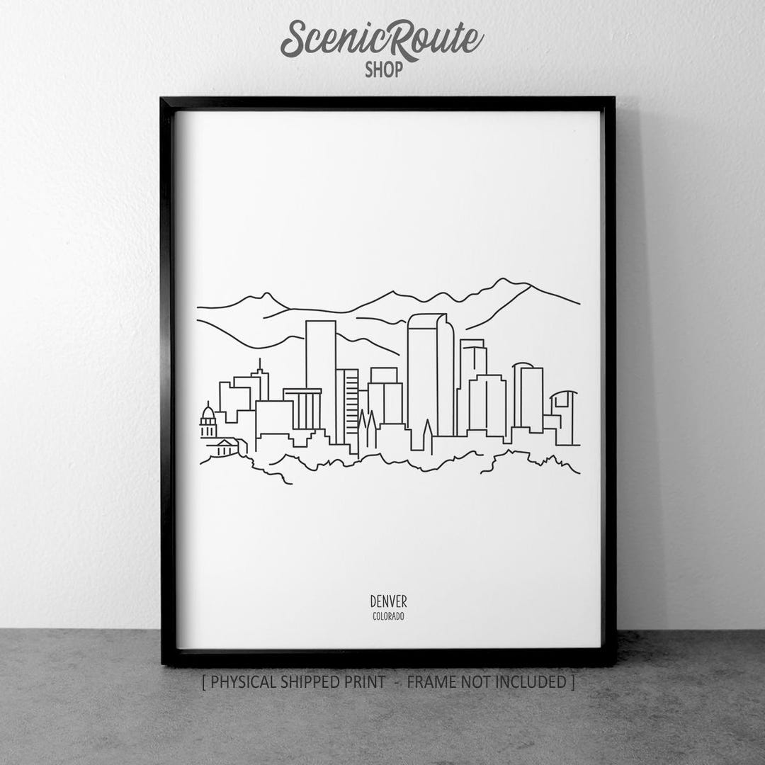 Denver Skyline Drawing Art Print: Colorado Minimalist Line Art, Modern ...