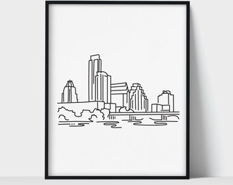 Austin Texas Drawing - Etsy