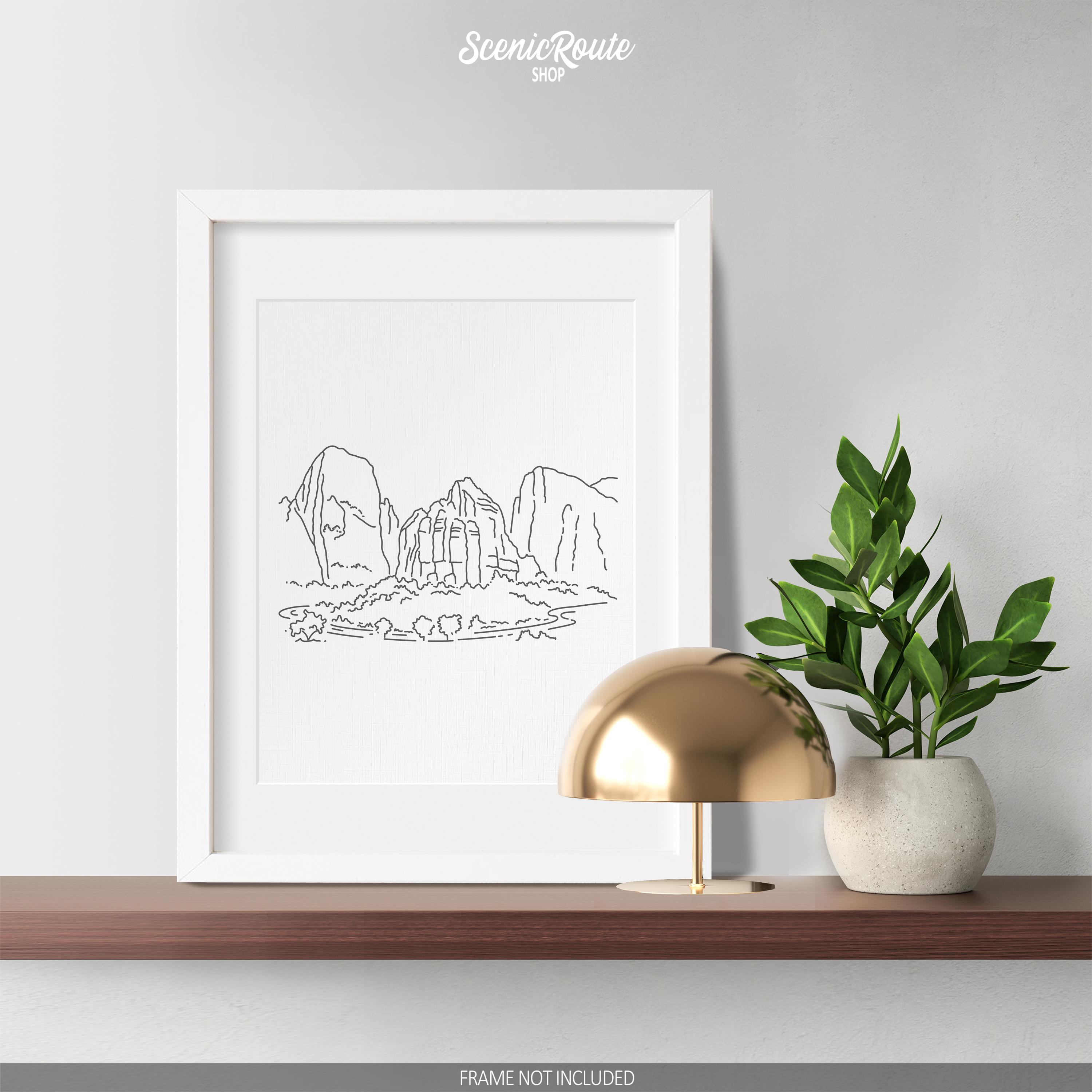 Zion National Park Drawing Art Print: Utah Minimalist Line Art, Modern ...