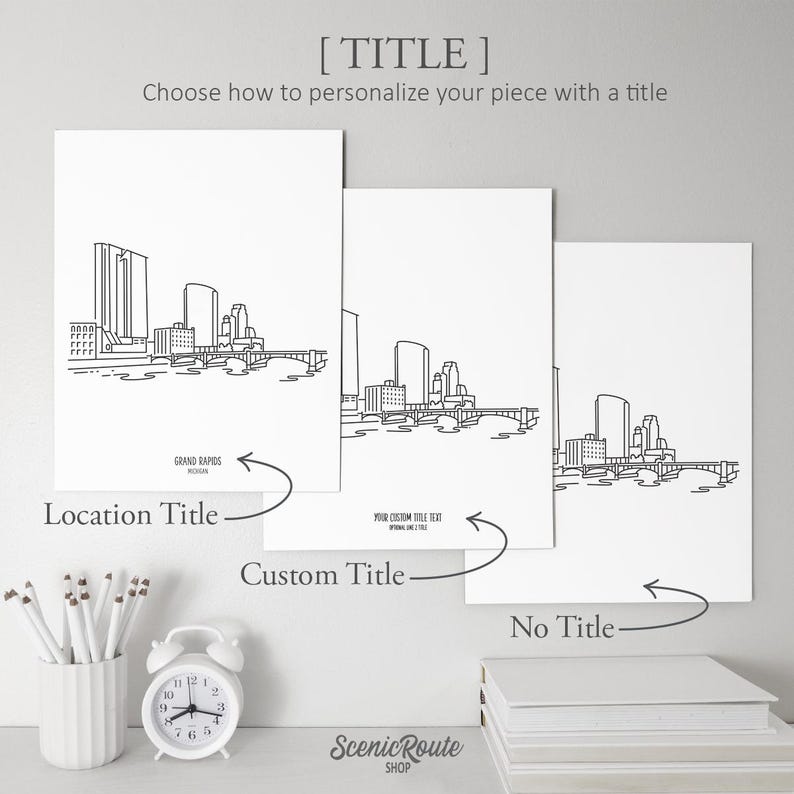 Grand Rapids Skyline Drawing Art Print: Michigan Minimalist Line Art ...