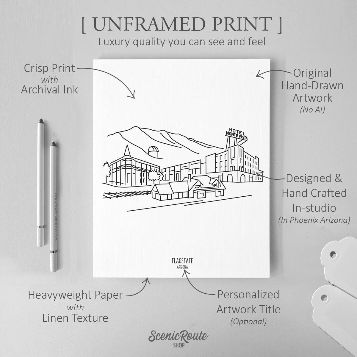 Flagstaff Skyline Drawing Art Print: Arizona Minimalist Line Art ...