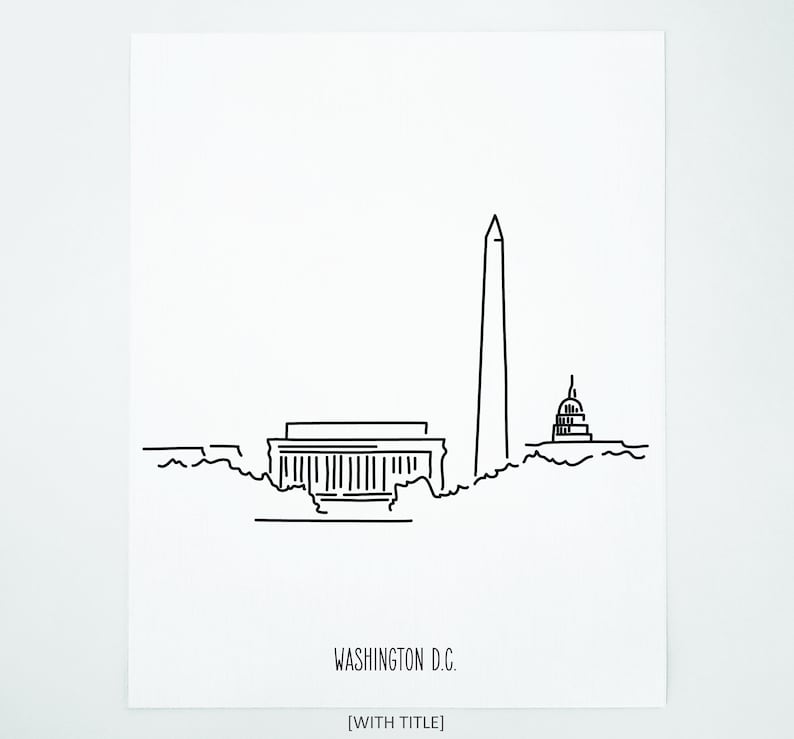 Washington DC Skyline Line Art Minimalist Wall Art Drawing | Etsy