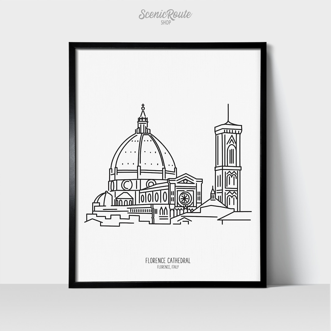 Duomo Florencia Italia Line Art Print Impresión física sin enmarcar ...
